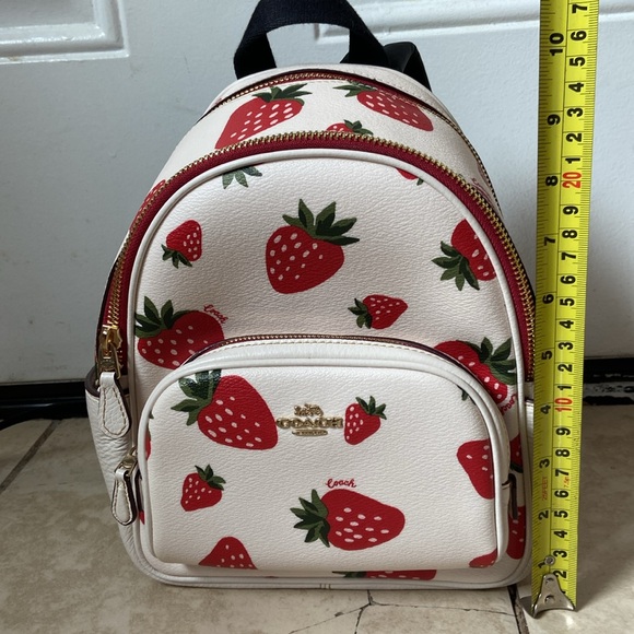 Coach | Bags | Coach Court Mini Backpack Bag With Wild Strawberry Print ...